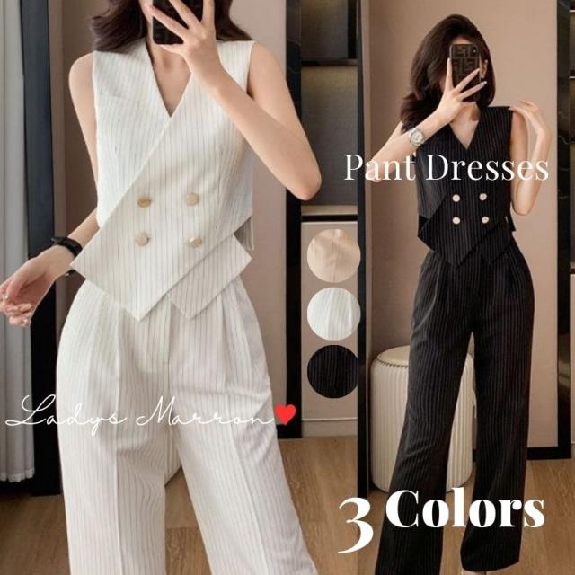 結婚式パンツドレス 結婚式パンツスタイル 結婚式パンツスーツ 結婚式ドレスパンツ 黒 20代 30代 40代 パーティードレス かっこいい お呼ばれ 結婚式セットアップ パンツドレス セットアップ ストライプ 春 夏 ノースリーブ  可愛い 大人