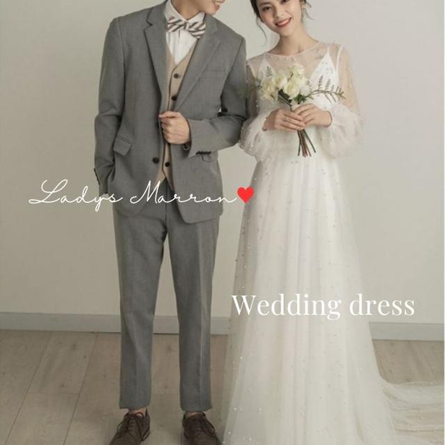 ウエディングドレス ウェディングドレス 白 前撮りドレス 白ワンピ 白ワンピース 白ドレス ドレス 二次会 花嫁 2次会 花嫁ドレス 結婚式 エンパイアドレス 韓国 春 夏 秋 冬 可愛い フォトウェディング パーティードレス Aラインドレス