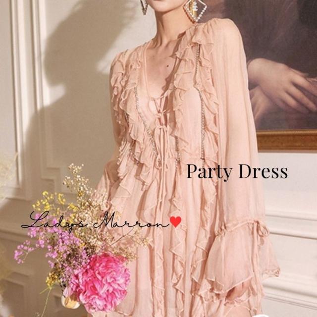 ミニドレス ドレスミニ 結婚式ミニドレス キャバ嬢ドレス ミニドレス可愛い フリルドレス リゾートドレス サマードレス 夏ミニワンピ ミニワンピース フリル 韓国 春 秋 長袖 可愛い カジュアル 薄手 セクシー フリル ラッフル オーバーサイズ