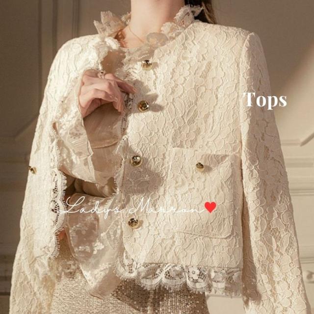 カーディガンジャケット 花柄 レースカーディガン レースジャケット ジャケット風 カーディガン きれいめジャケット レディース フェミニン ガーリー トップス ジャケット 韓国 クルーネック 春 秋 冬 長袖 可愛い お呼ばれ オケージョン