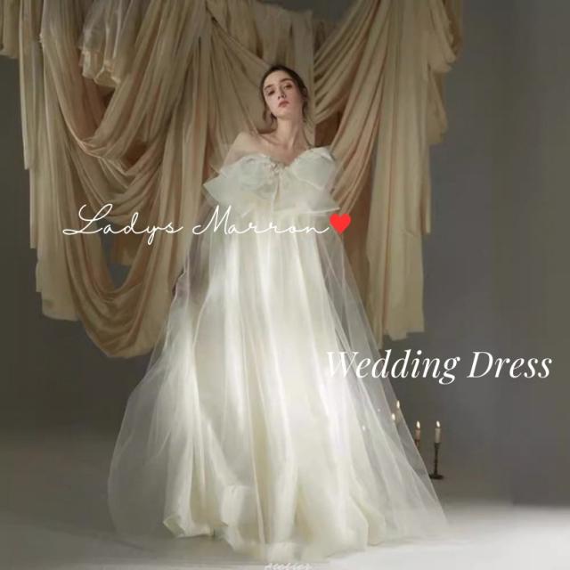 ウェディングドレス ウエディングドレス 白 前撮り ドレス 結婚式 二次会 ドレス 花嫁 オフショルダー オフショル 袖あり 白いドレス 花嫁かわいい 花嫁二次会ドレス フォトウェディング 韓国 無地 ベアトップ ビスチェ 春 夏 秋 冬