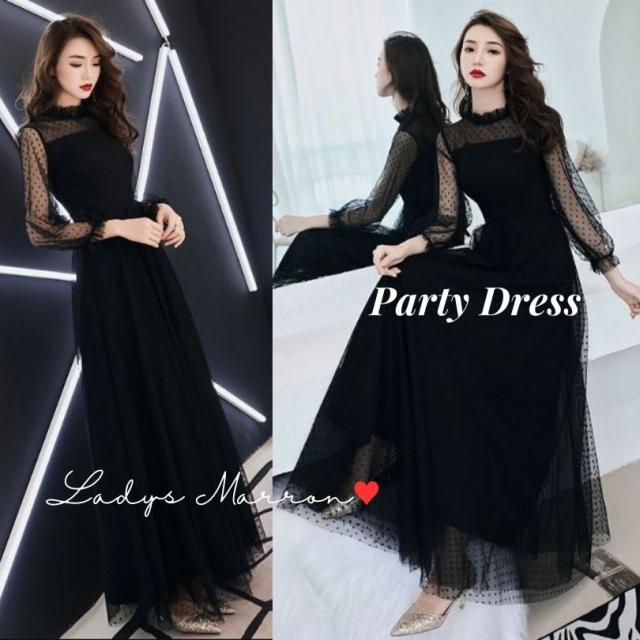 イブニングドレス ロングドレス 同窓会ドレス 成人式ドレス ブラックドレス 黒 お呼ばれドレス 結婚式 ドレス パーティードレス 韓国 マザーズドレス 結婚式ドレス 結婚式お呼ばれドレス 二次会ドレス かっこいい ドット 春 夏 秋 冬