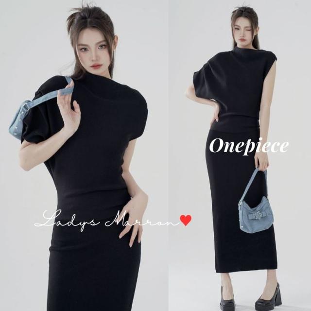 ニットワンピース 秋冬 黒 タイト ワンショルダー アシンメトリー ニットワンピースロング 冬ワンピースロング タイトニットワンピース リブニットワンピース 黒ニットワンピース 韓国 アシメ ロングワンピース 個性的 秋 冬 春 半袖