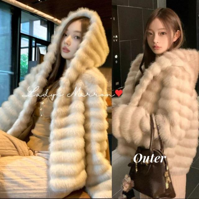 ファーコート レディース フード ファーアウター ファーショートコート ファージャケット フェイクファーコート 韓国 モコモコ ギャル ファーコートレディース フード付きファー コート アウター フェイクファー 無地 フート付き 冬 可愛い