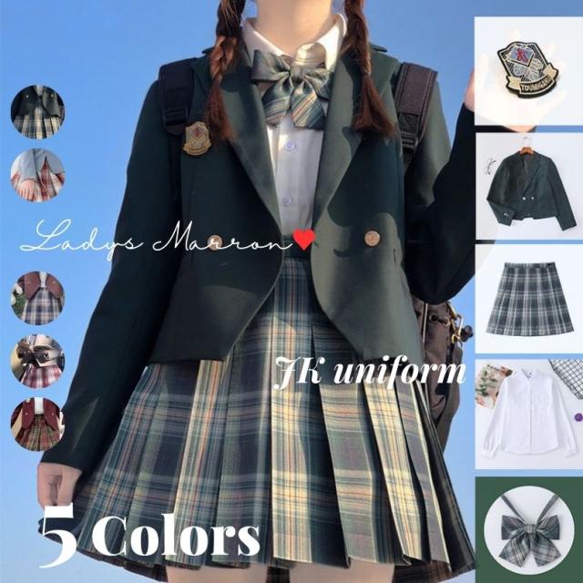 卒業式 ブレザー 制服 服装 JK制服 jkブレザー 女子高生制服 子供スーツ キッズスーツ 卒園式 子供服 スーツ女の子 小学生 中学生 高校生 ジャケット ブラウス スカート リボン 入学式スーツ セットアップ ５点セット
