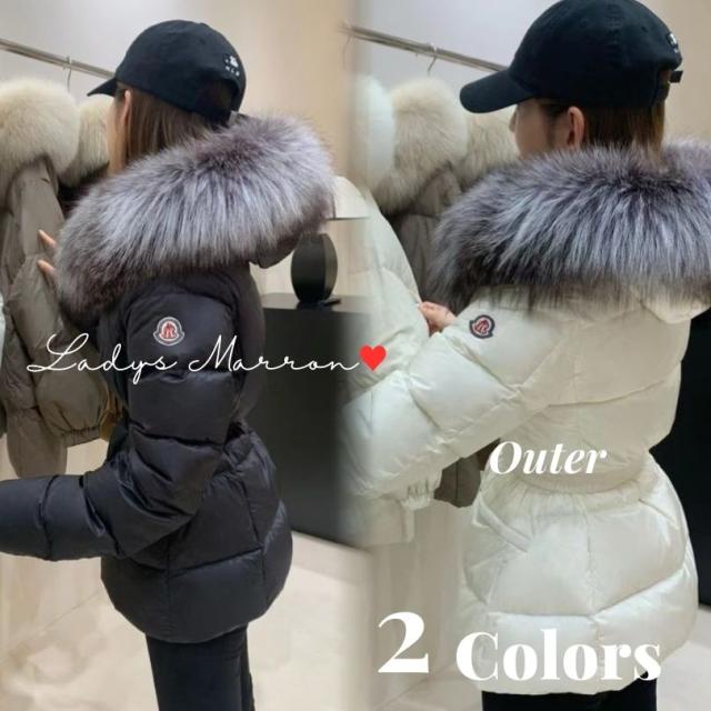 ダウンコート ダウンジャケット レディース ショートダウン ショート丈ダウン 白ダウン ファーダウン 黒 白 きれいめ かわいい 可愛い ショート ダウン 冬 ファー付きダウンコート アウター 韓国 秋 防寒 暖かい ベルト付き 細身