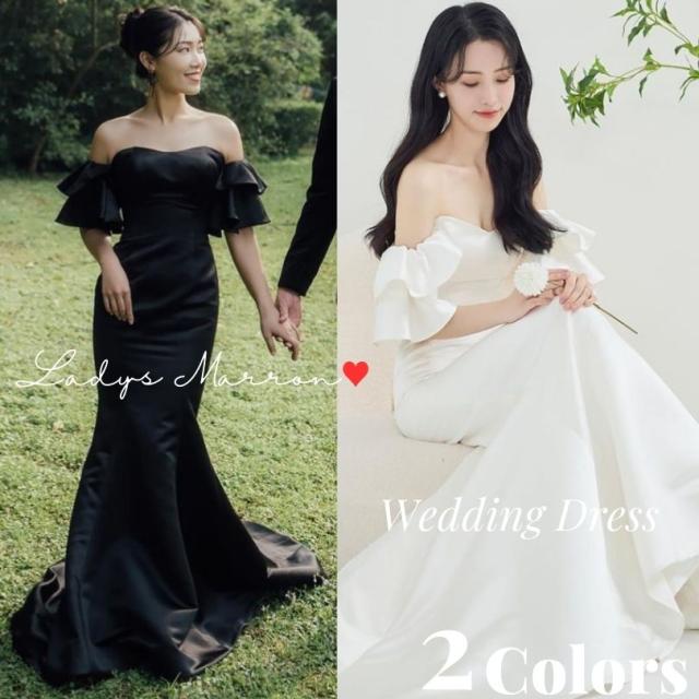ウェディングドレス ウエディングドレス 白 黒 前撮りドレス マーメイド 結婚式マーメイドドレス オフショル オフショルダー パーティドレス イブニングドレス ロングドレス お呼ばれドレス 二次会 花嫁 かわいい 二次会 韓国 春 夏 秋 冬