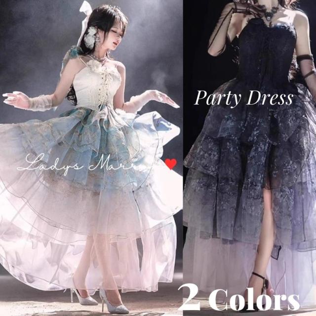 ゴシックドレス ロリータドレス かわいい ドレス 可愛い パーティードレス 量産型 地雷系 成人式ドレス 謝恩会ドレス 大学生ドレス 卒業式ドレス 結婚式ドレス 二次会ドレス 10代 20代 ティアードドレス ロングドレス ロングワンピース