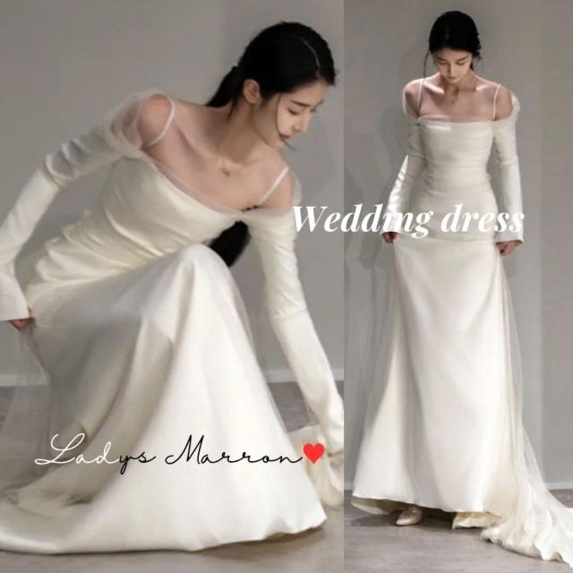 ウェディングドレス ウエディングドレス 白 前撮りドレス ワンピース 前撮り エンパイアライン オフショルドレス オフショルダードレス 白ワンピ 白ワンピース 白ドレス ドレス 二次会 花嫁 2次会 花嫁ドレス 結婚式 韓国 春 夏 秋 冬 可愛い フォトウェディング