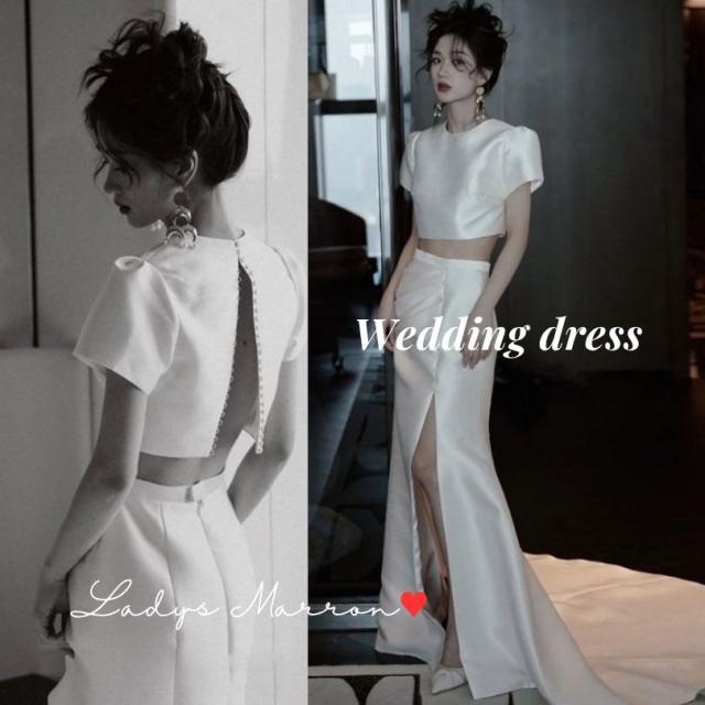 ウェディングドレス ウエディングドレス 白 前撮りドレス セットアップ 前撮り マーメイドドレス マーメードドレス マーメードライン 白ワンピ 白ワンピース 白ドレス ドレス 二次会 花嫁 2次会 花嫁ドレス 結婚式 韓国 春 夏 秋 冬 可愛い フォトウェディング