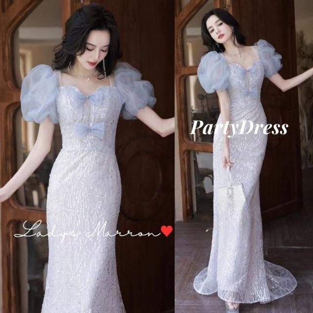 結婚式 タイトドレス マーメイドドレス マーメード パフスリーブドレス パーティードレス かっこいい 韓国 個性的 レース お呼ばれドレス 結婚式ドレス 結婚式 お呼ばれ 服 結婚式ドレス 二次会ドレス 同窓会ドレス 成人式ドレス ロングドレス