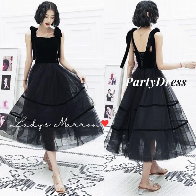 肩リボン ドレス オケージョンドレス かわいいドレス 黒 パーティードレス 韓国 かっこいい 個性的 20代 10代 同窓会ドレス 成人式ドレス 二次会ドレス 服装 お呼ばれドレス 結婚式ドレス 結婚式 お呼ばれ 服 結婚式お呼ばれドレス 大人 イブニングドレス