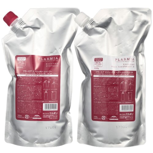 ミルボン プラーミア エンリッチド シャンプー 1000mL + トリートメント M 1000g 詰め替え セット