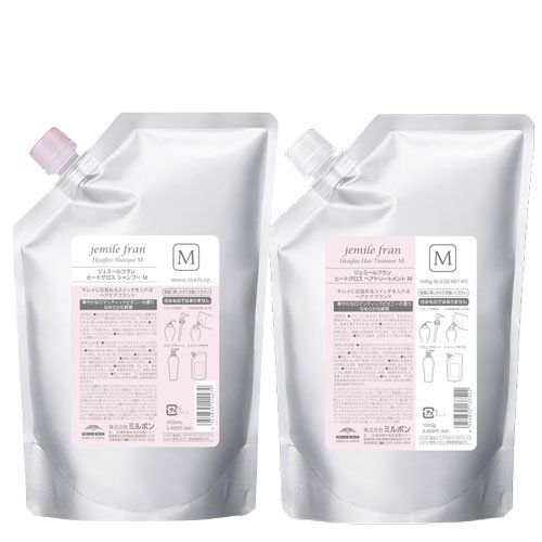ミルボン ジェミールフラン ヒートグロス M シャンプー 1000mL + トリートメント 1000g 詰め替え セット