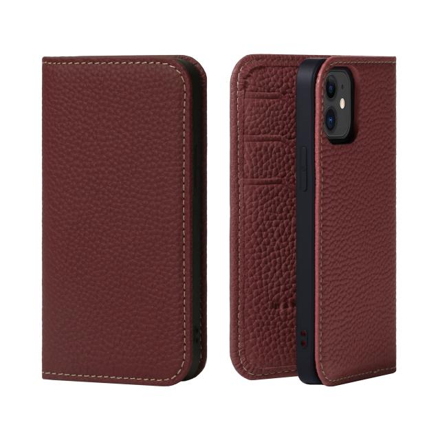 [HANATORA] iPhone12 mini ケース 手帳型 本革 シュリンクカーフレザー スマホケース 耐衝撃 磁石不使用 マグネットなし ハンドメイド ギフトにも最適品 ダイアリーケース Edel ワインレッド PH-12Mini-WineRed