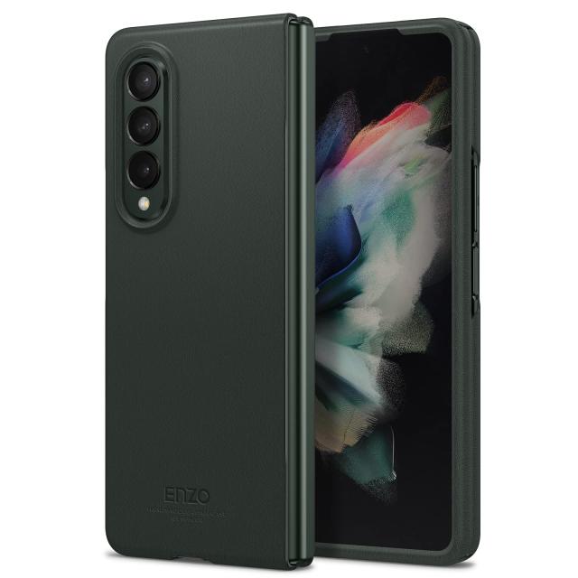 Spigen Galaxy Z Fold3 ケース [ SC-55B | SCG11 ] 超薄型 超軽量 傷防止 ディテール設計 レザー ワイヤレス充電対応 エンツォ エンツォ ACS03669 (クラシック・グリーン)
