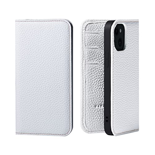 [HANATORA] iPhone13 mini ケース 手帳型 本革 シュリンクカーフレザー スマホケース 耐衝撃 磁石不使用 マグネットなし ハンドメイド ギフトにも最適品 ダイアリーケース Edel ホワイト PH-13Mini-White