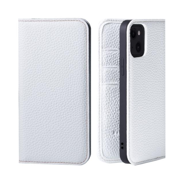 [HANATORA] iPhone13 ケース 手帳型 本革 シュリンクカーフレザー スマホケース 耐衝撃 磁石不使用 マグネットなし ハンドメイド ギフトにも最適品 ダイアリーケース Edel ホワイト PH-13-White