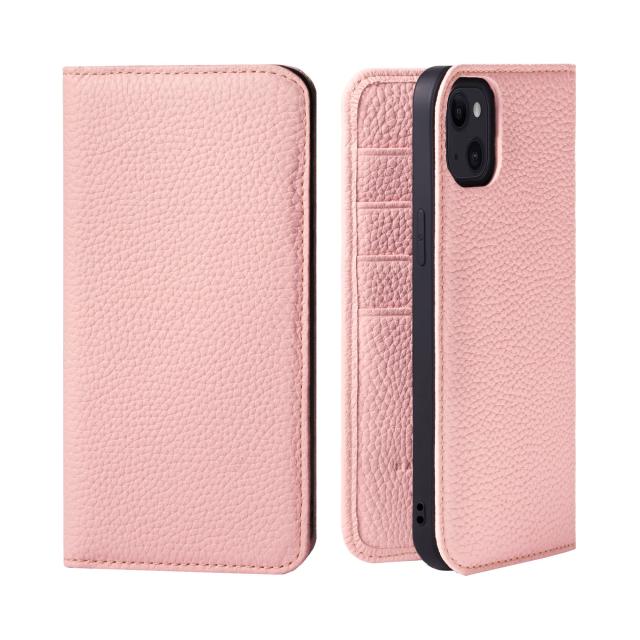 [HANATORA] iPhone 14 Plus ケース 手帳型 本革 シュリンクカーフレザー スマホケース 耐衝撃 磁石不使用 マグネットなし ハンドメイド ギフトにも最適品 ダイアリーケース Edel ピンク PH-14Plus-Pink