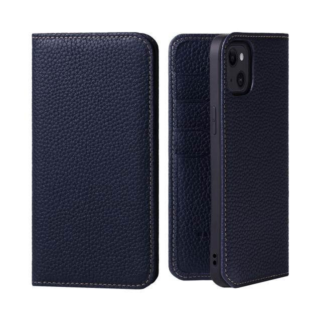 [HANATORA] iPhone 14 Plus ケース 手帳型 本革 シュリンクカーフレザー スマホケース 耐衝撃 磁石不使用 マグネットなし ハンドメイド ギフトにも最適品 ダイアリーケース Edel ブルーインディゴ PH-14Plus-BlueIndigo