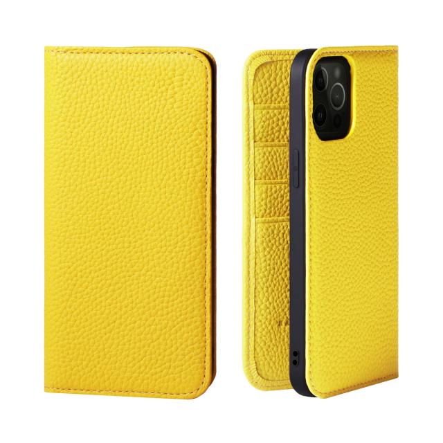 [HANATORA] iPhone 14 Pro Max ケース 手帳型 本革 シュリンクカーフレザー スマホケース 耐衝撃 磁石不使用 マグネットなし ハンドメイド ギフトにも最適品 ダイアリーケース Edel イエロー PH-14ProMax-Yellow