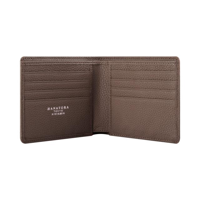 [hanatora] 本革 ミニ財布 シュリンクレザー 二つ折り財布 薄型 小さい財布 スリム コンパクト カードケース レディース メンズ サイフ 小銭入れ シンプル 2つ折り ウォレット こげ茶 トープ PSA02-A-Taupe