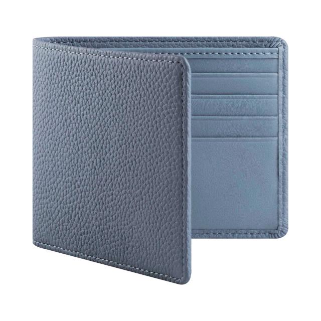 [hanatora] 本革 ミニ財布 シュリンクレザー 三つ折り財布 薄型 小さい財布 スリム コンパクト カードケース レディース メンズ サイフ 小銭入れ シンプル 3つ折り ウォレット 水色 アイシーブルー PSA02-B-IcyBlue