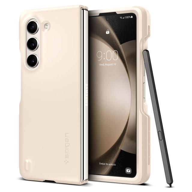 Spigen Galaxy Z Fold5 ケース Sペン収納 [ SC-55D | SCG22 ] 超薄型 超軽量 耐衝撃 ワイヤレス充電 対応 さらさら マット仕上げ レンズ保護 指紋防止 擦り傷防止 シン・フィットP ACS06210 (パールド・アイボリー)