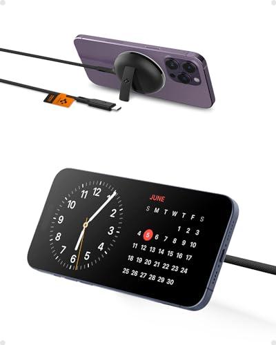 Spigen ArcField MagFit 15W MagSafe充電器 [ 15W 高速充電 ワイヤレス充電器 キックスタンド パッド USB type C ] iPhone 15 14 Plus Pro Max iPhone 13 iPhone 12 ホワイト