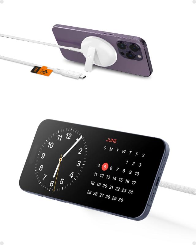 Spigen ArcField MagFit 15W MagSafe充電器 [ 15W 高速充電 ワイヤレス充電器 キックスタンド パッド USB type C ] iPhone 15 14 Plus Pro Max iPhone 13 iPhone 12 ホワイト