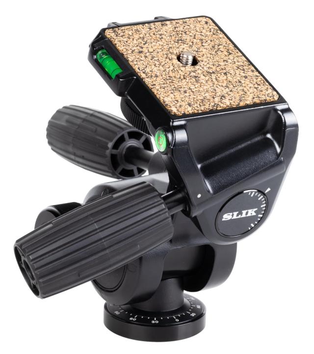 SLIK 3ウェイ雲台 SH-807NS ショートハンドル採用 最大搭載重量7kg 3軸水準器搭載 U3/8インチ三脚取付ネジ 206874