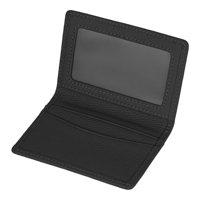 [HANATORA] カードケース 本革 薄型 窓付き メンズ レディース ブランド 定期入れ クレジットカード 牛本革 シュリンクレザー プレゼント 就職祝い 新生活ギフト ブラック HCC06GZ-Black