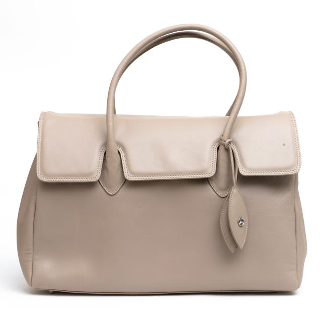 ○メルセデス・ベンツ Mercedes-Benz カーフスキン 牛革 BY EMMA BROWN グレージュ トートバッグ B6 6 95 5166 レディース 【中古  中古