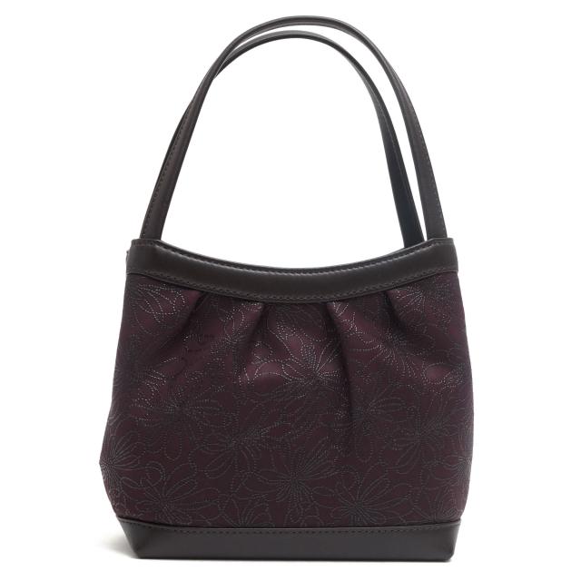 ○印傳屋 印伝 INDEN-YA 鹿革 漆塗り ハンドバッグ 6309 手提 がま口 レディース 【中古】 中古