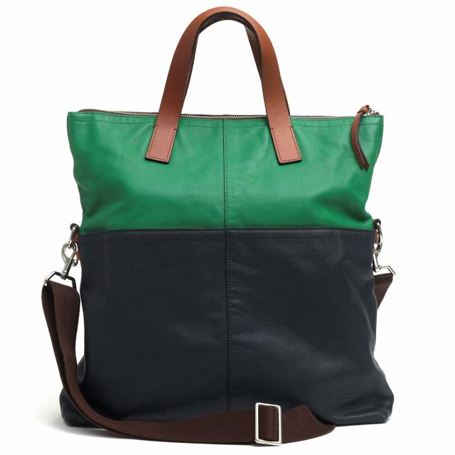○コーチ COACH スパイロレザー トートバッグ 70891 Thompson Foldover Tote In Colorblock トンプソン フォルドオーバー トート   中古