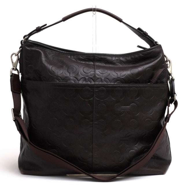 ○コーチ COACH エンボスオプアート柄 トートバッグ 70249 オプアート レザー イースト ウエスト クロスボディ サッチェル  2WAY   中古