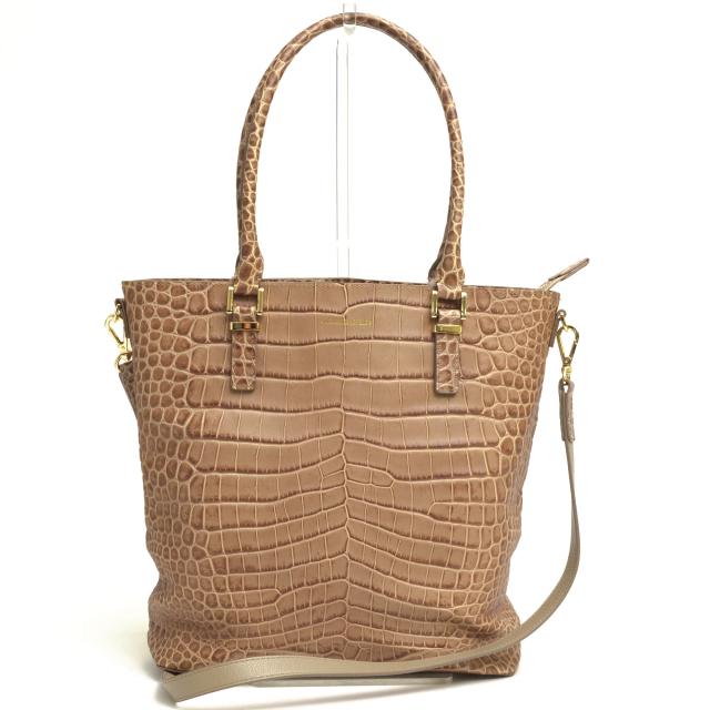 ○レザージュエルズ LEATHER JEWELS 牛革 メルディアナ型押し MERIDIANA トートバッグ 17N50 2WAY ショルダーバッグ クロコ型押し  中古