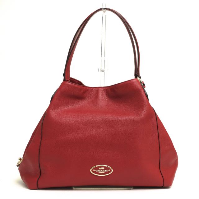 ○コーチ COACH ペブルドレザー 牛革 トートバッグ 33547 EDIE SHOULDER BAG イーディー リファイン グレイン レザー シボ革 シュ  中古