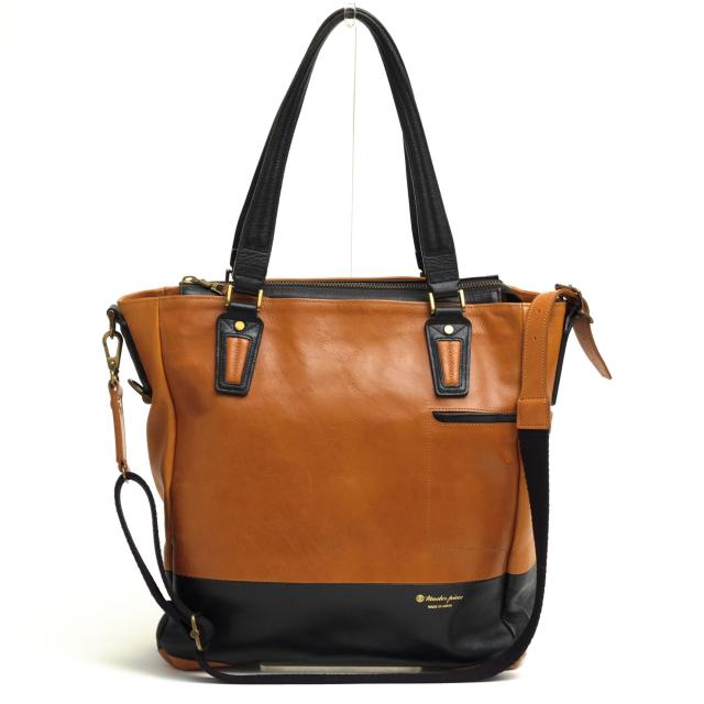 ○マスターピース master-piece カウレザー JES規格認証 エコヌメレザー トートバッグ 01644-v2 Gloss ver.2 グロス 2WAY ショルダ 中古