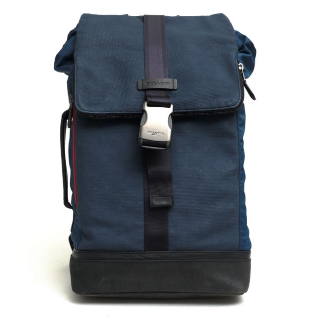 ○コーチ COACH リュック F71536 VARICK DUFFLE BACKPACK IN LEATHER ヴァリック ダッフル バックパック パンチング加工 メンズ 【 中古
