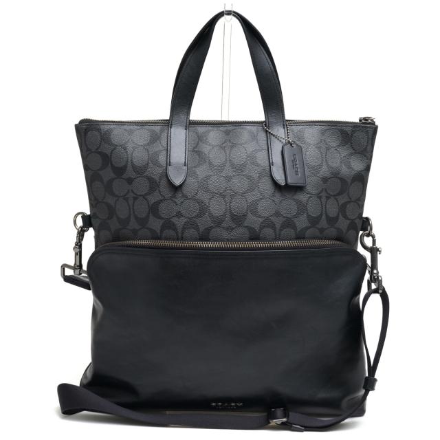 ○コーチ COACH PVCコーディングキャンバス 牛革 トートバッグ F72528 Graham Foldover Tote In Signature Canvas グラハム フォー 中古