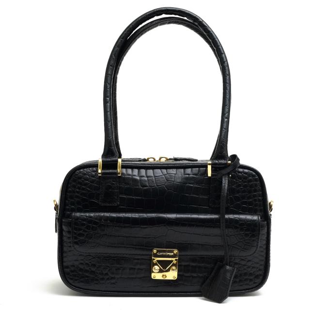 ○レザージュエルズ LEATHER JEWELS LUISバルボアダル 牛革 ハンドバッグ 17S66A クロコ型押し 肩掛け ワンショルダーバッグ フォ  中古