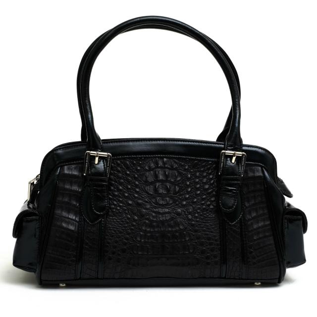 ○クリスタルレプティルズ Crystal Reptiles カイマンクロコダイル 牛革 パテントレザー ハンドバッグ 40S85A レディース 【中古】 中古