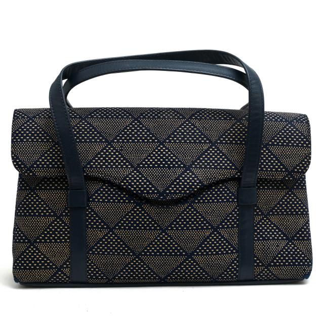 ○印傳屋 印伝 INDEN-YA 鹿革 ディアスキン ハンドバッグ 6404 Kアオリ 漆塗り フォーマルバッグ 冠婚葬祭 レディース 【中古】 中古