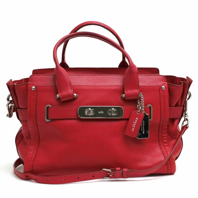 ○コーチ COACH ペブルドレザー 牛革 ハンドバッグ 34408 Swagger Carryall in Nubuck Pebble Leather スワッガー ぺブルドレザー  中古