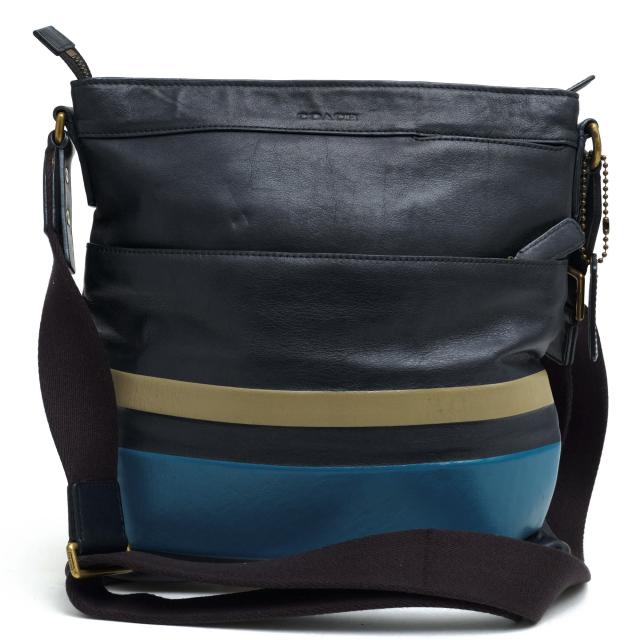 ○コーチ COACH 牛革 ショルダーバッグ 70883 stripe patchwork Cross Body Messenger Bag  メンズ 【中古】 中古