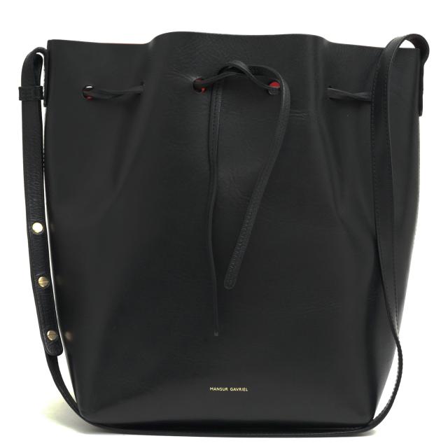 ○マンサー ガブリエル MANSUR GAVRIEL 牛革 ショルダーバッグ Vegetable tanned Leather Mini Bucket Bag 巾着型バケットバッグ   中古