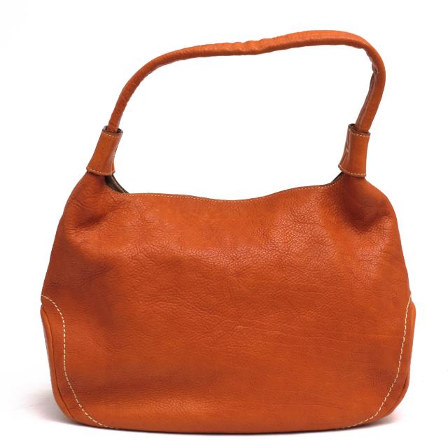 ○土屋鞄 TSUCHIYA-KABAN 牛革 オイルヌメ ハンドバッグ トーンオイルヌメ バギー ワンショルダー シボ革 シュリンクレザー 肩掛け 中古