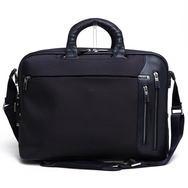 ○トゥミ TUMI マイクロバリスティックHTLSポリエステル カーフスキン 牛革 ビジネスバッグ 25611NVY Arrive Narita Slim Brief ナ 中古