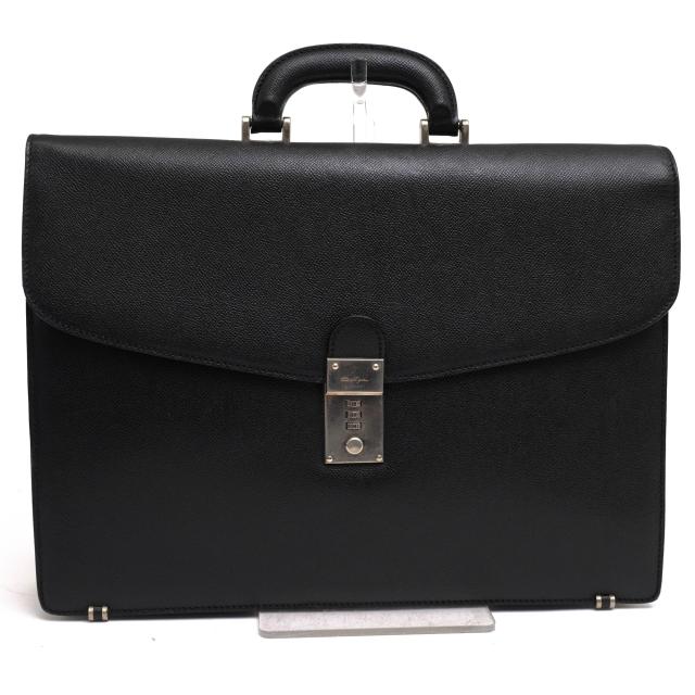 ○デルガ DELL'GA グレインレザー 牛革 ビジネスバッグ フラップ式 メンズ 【中古】 中古